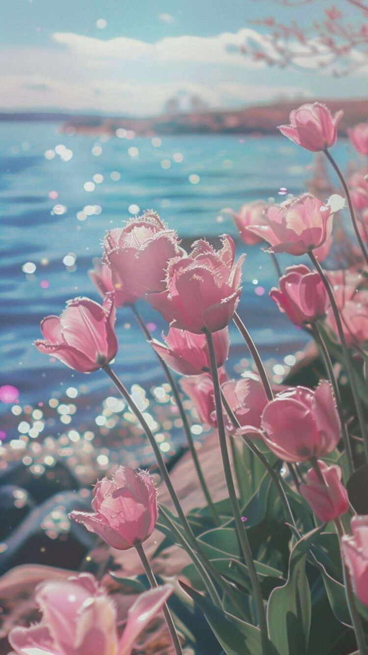 aesthetic cute wallpapers 4k lockscreen of riverbank tulips – lifeadorable