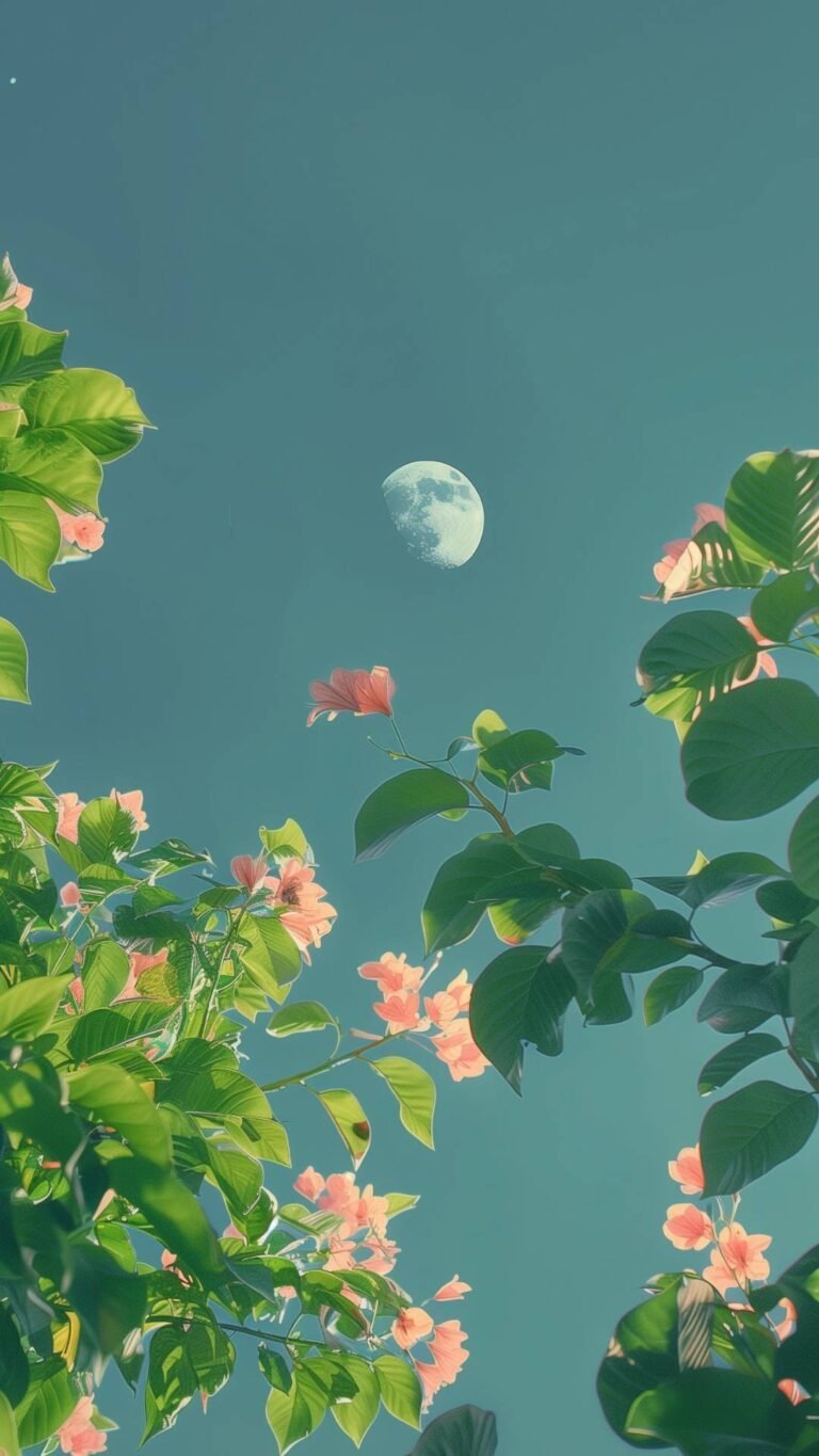 aesthetic cute wallpapers 4k lockscreen of moon between the branches ...